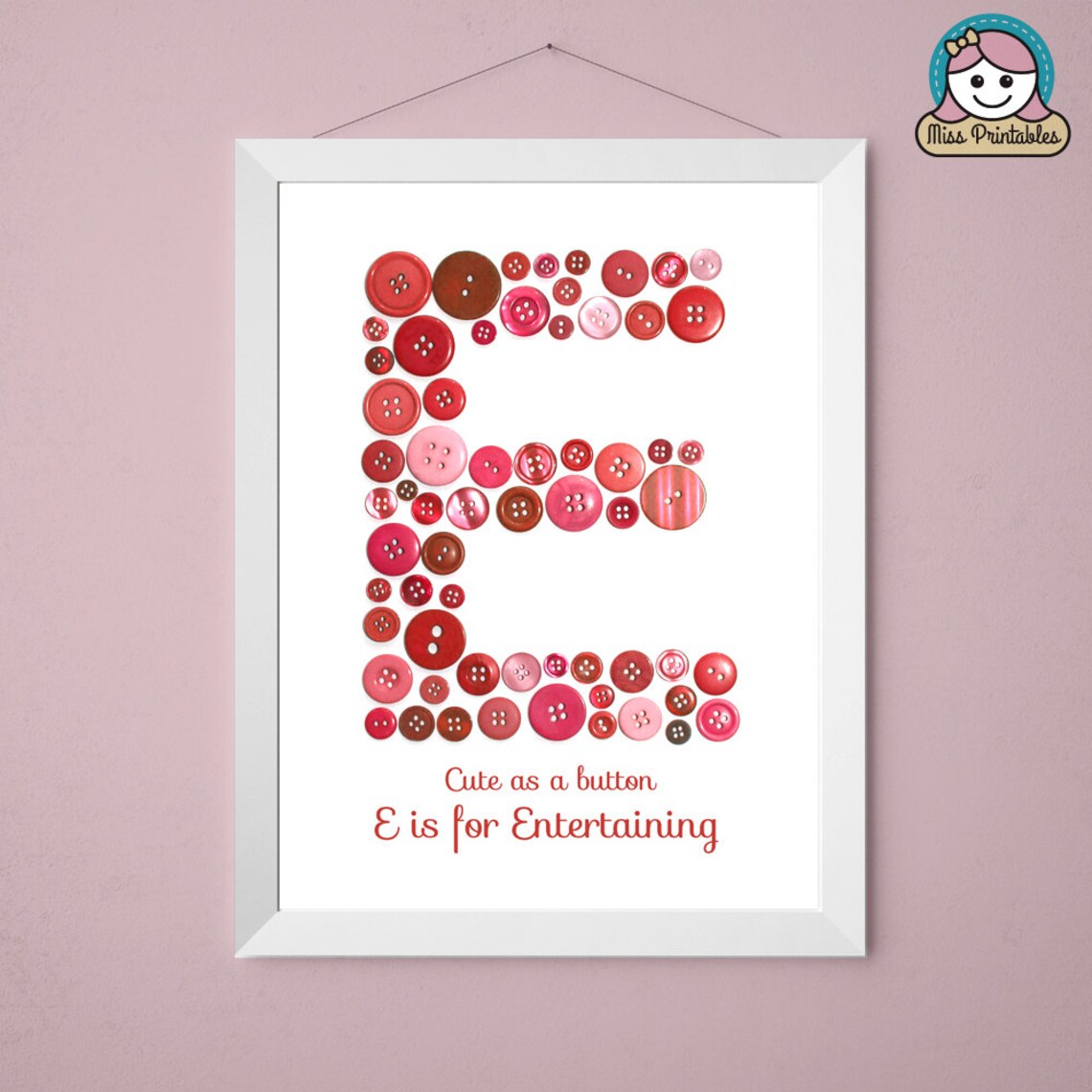 Letter E Printable Cute Button Art E is for Entertaining Great for ...