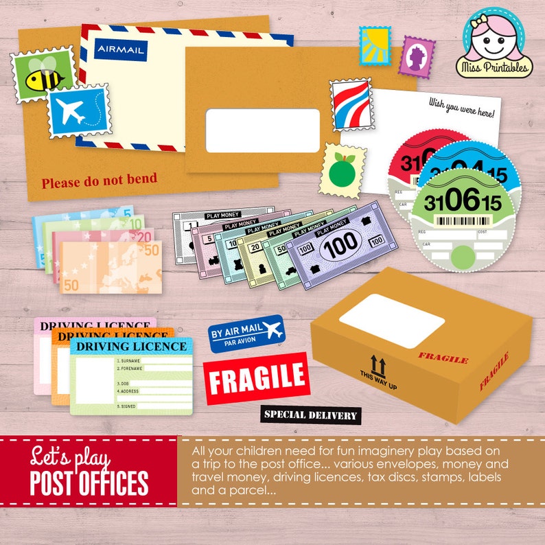 Printable Post Office Set for Children's Pretend Play - Etsy