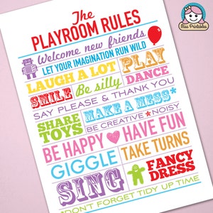 Playroom Rules Printable Poster Multi-coloured. Instant Download ...
