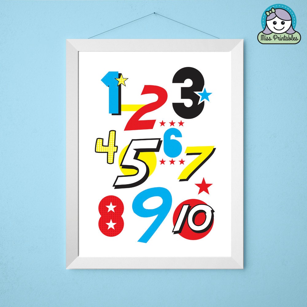 Numbers SUPERHERO INSPIRED Printable. 1-10 Numbers in a Comic Book ...