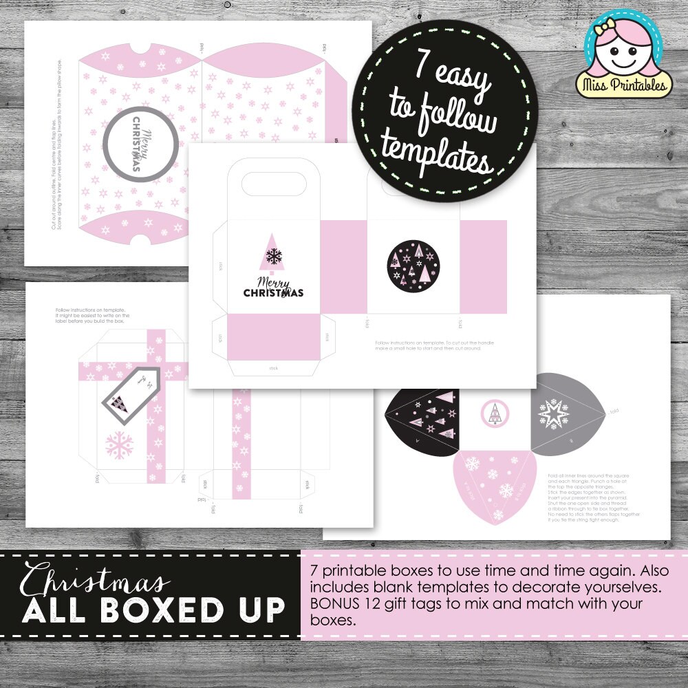 7 Christmas Printable Boxes Packaging - Etsy