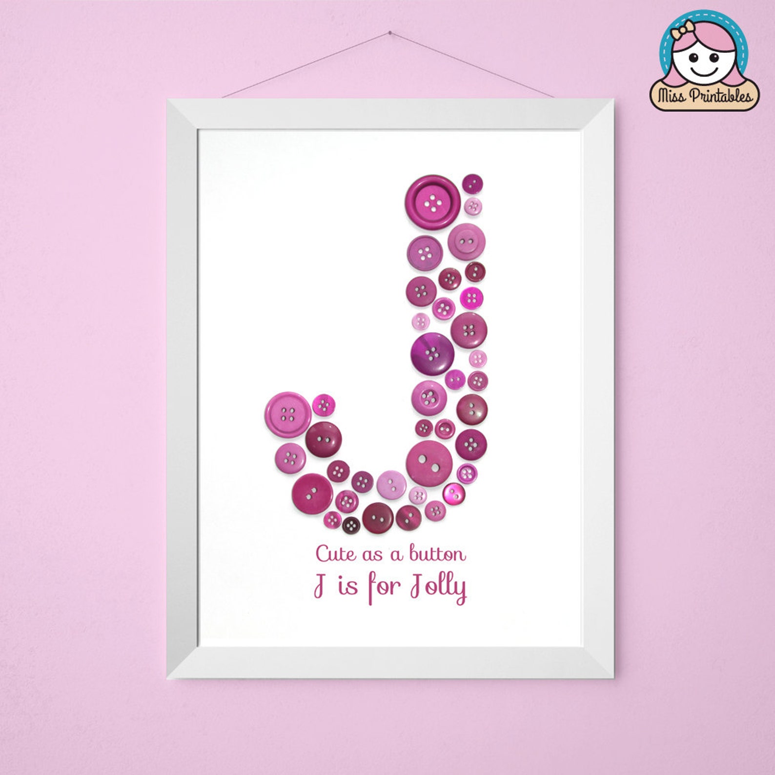 Letter J Printable Cute Button Art J is for Jolly Great for Babies ...