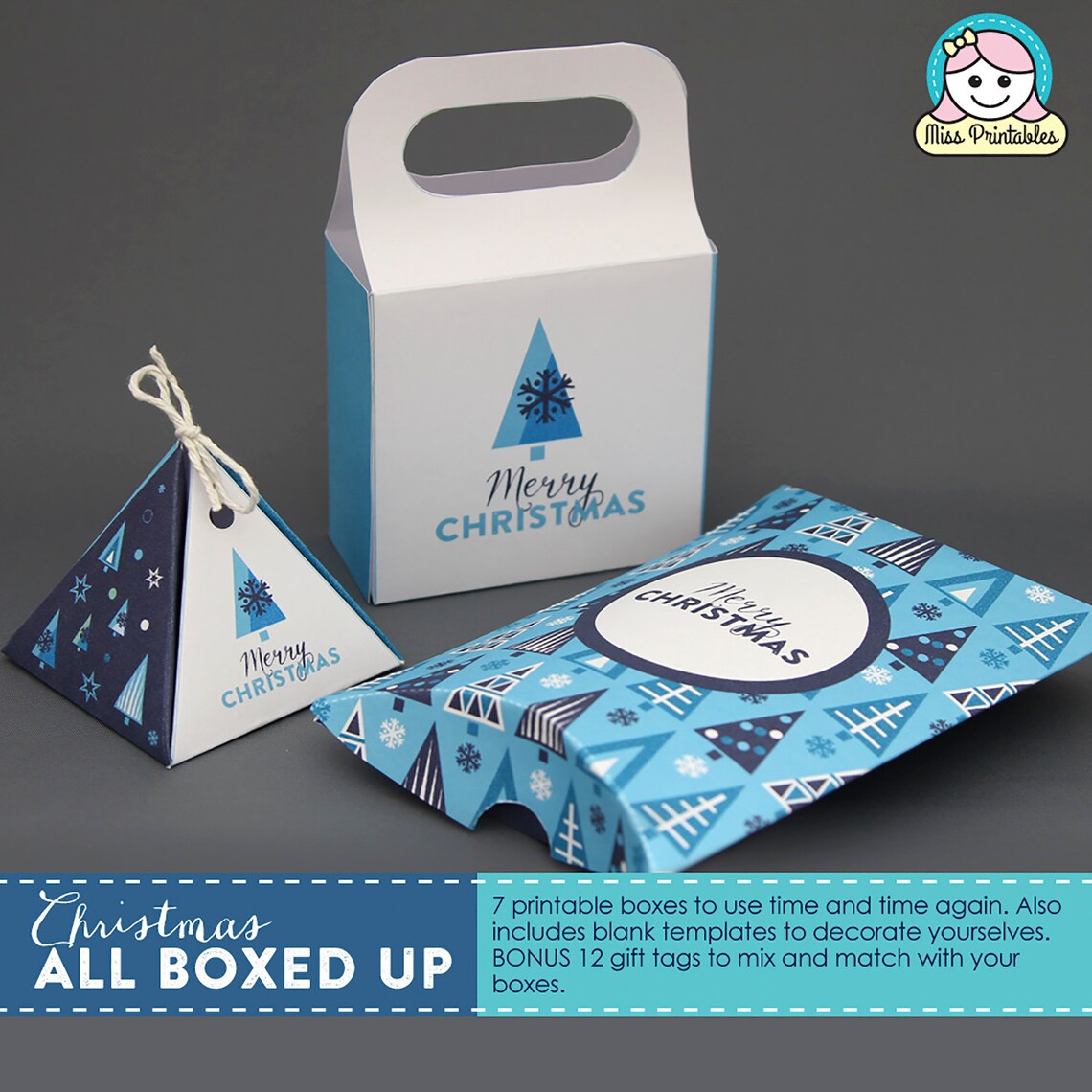 Christmas Printable Boxes Packaging 7 Printable Boxes Plus - Etsy