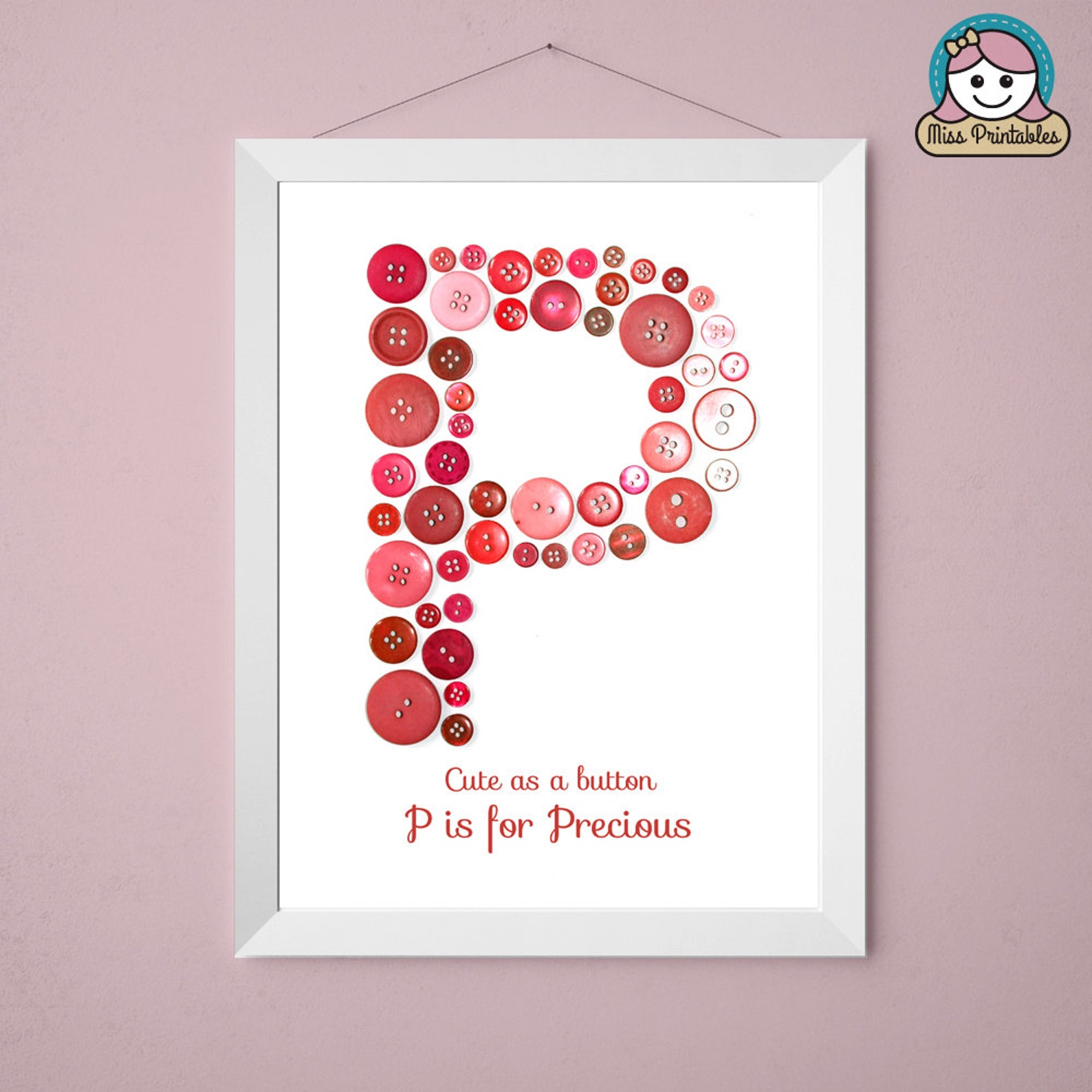 Monogram Letter P Printable Cute Button Art P is for Precious Great for ...