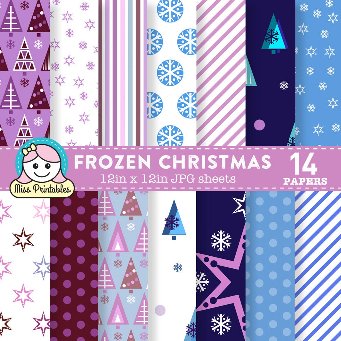 FROZEN Digital Paper Pack Printable 12" X 12" - Etsy