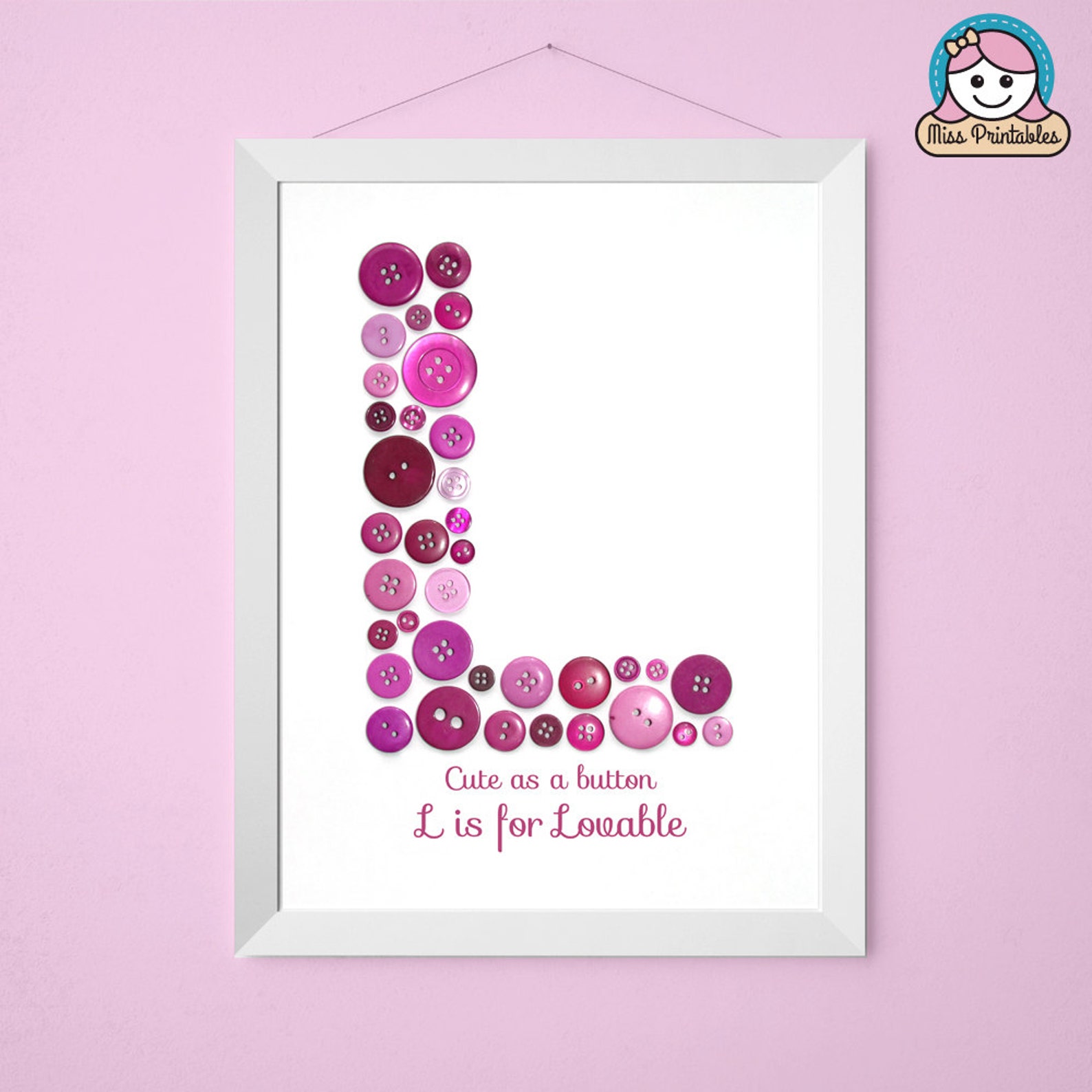 Letter L Printable Cute Button Art - L is for Lovable - Great for ...