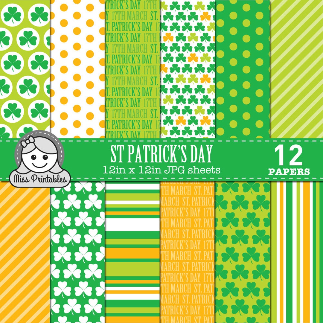 Saint Patrick's Day Digital Paper Pack Printable, Pattern Designs for ...