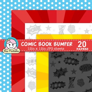 COMIC BOOK Superhero Digital Paper Pack Printable, Pattern Designs for ...
