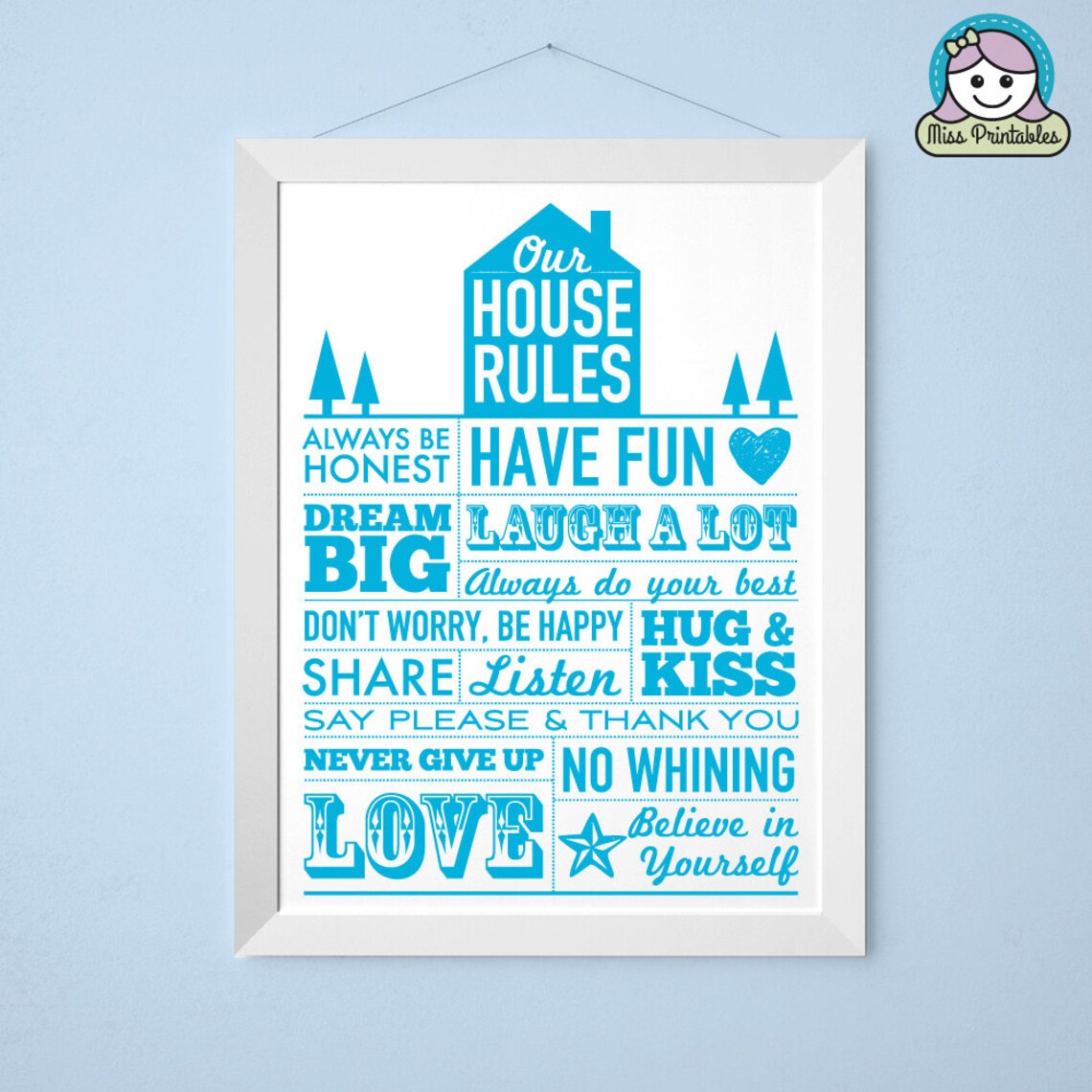 House Rules Printable Poster in 5 Colors. Instant Download. - Etsy