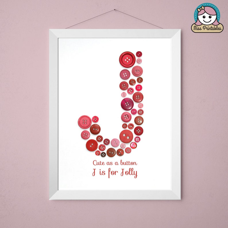 Letter J Printable Cute Button Art J is for Jolly Great for Babies ...