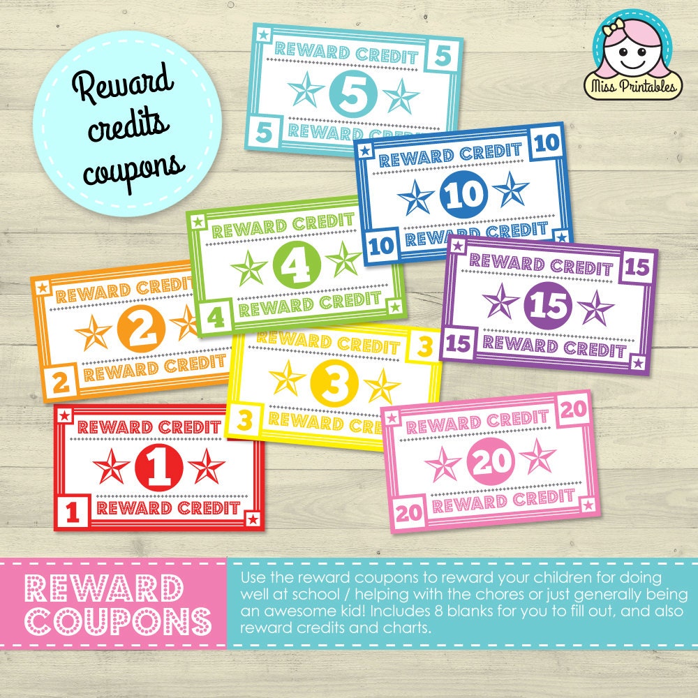 Children's Reward Coupons, Reward Credits and Charts Plus Bonus SUMMER ...