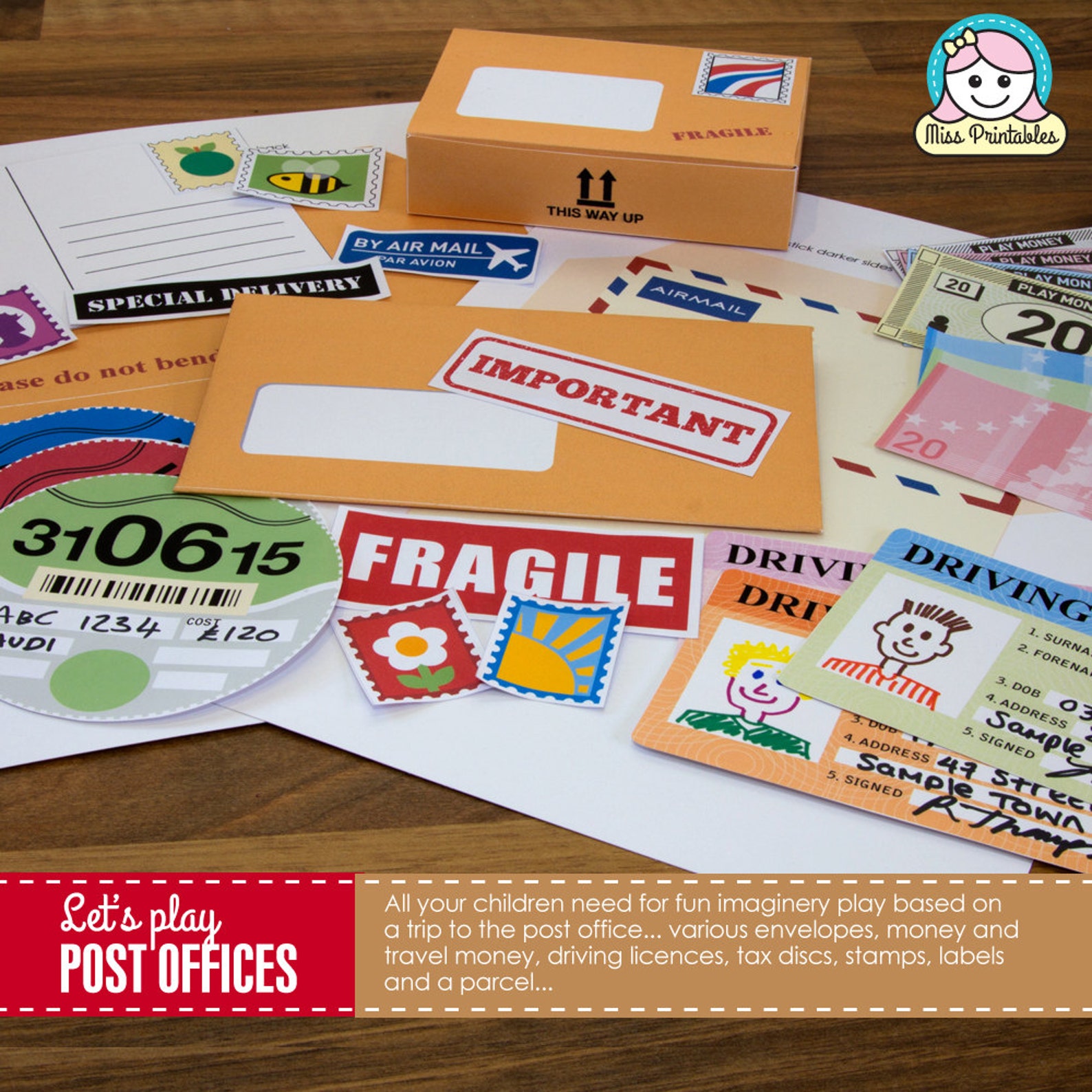 Printable Post Office Set for Children's Pretend Play - Etsy