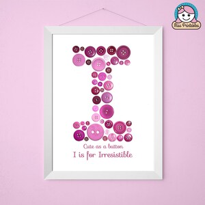 Letter I Printable Cute Button Art I is for Irresistible Great for ...