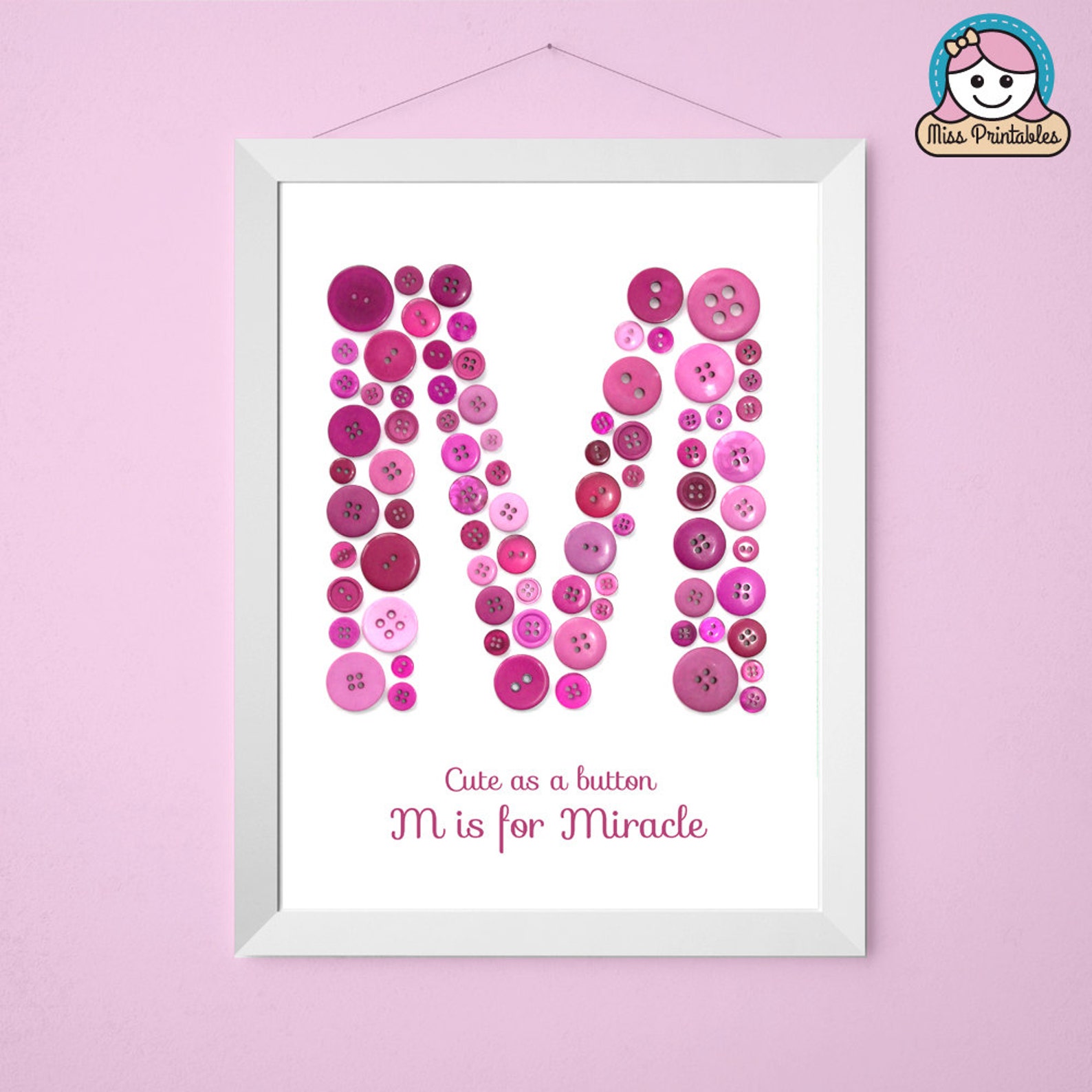 Letter M Printable Cute Button Art - M is for Miracle - Great for ...