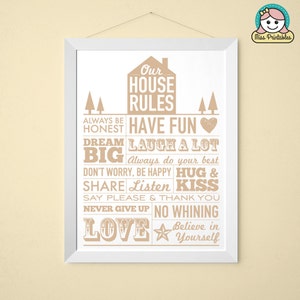 House Rules Printable Poster in 5 Colors. Instant Download. Perfect ...