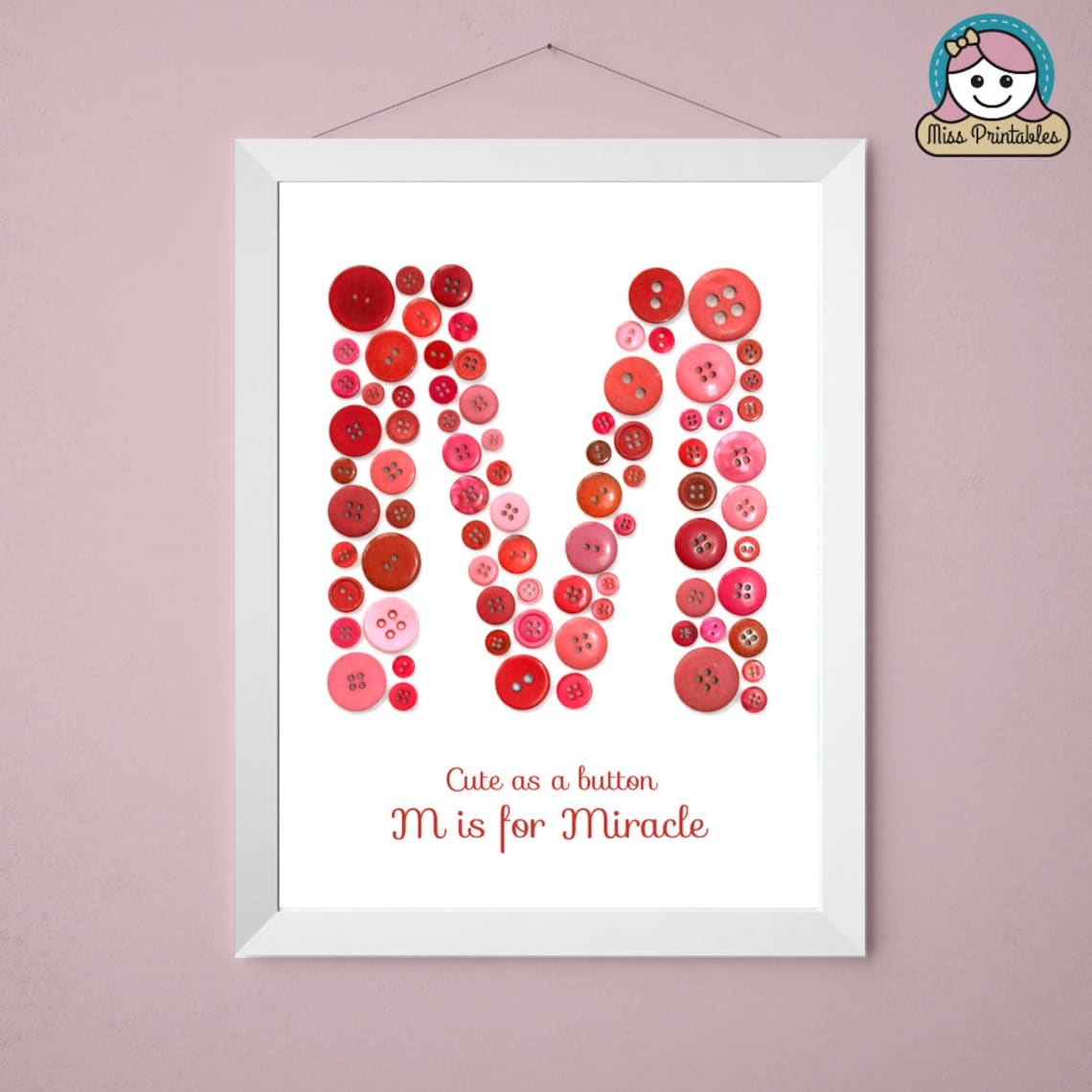 Letter M Printable Cute Button Art - M is for Miracle - Great for ...