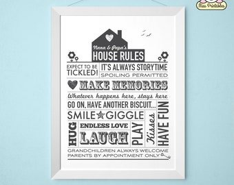 Nana and Papa Sign, Nana and Papa House Rules Sign, Gift for Nana Gift ...