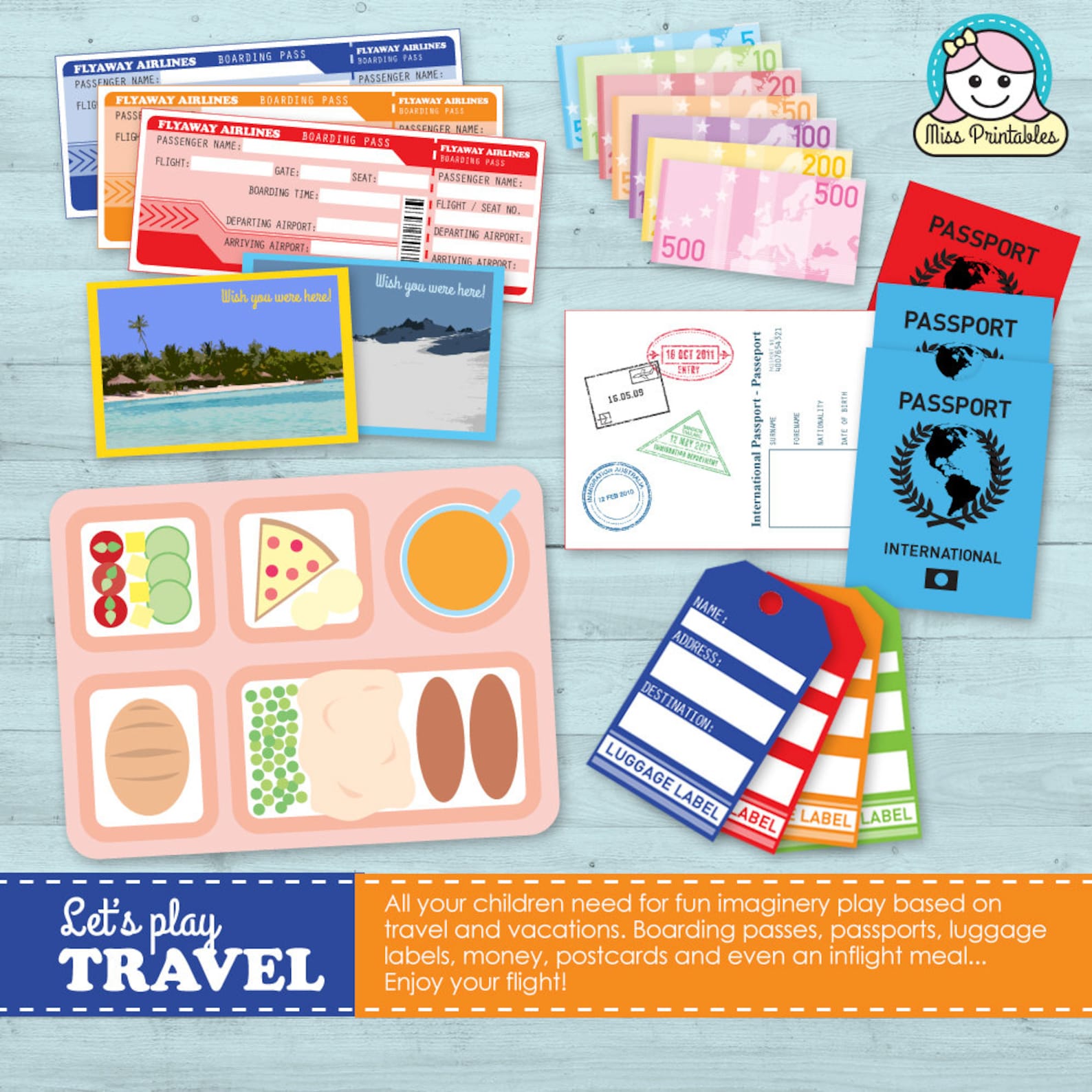Travel Set Printable for Children's Pretend Play TRAVEL TEMPLATES - Etsy UK