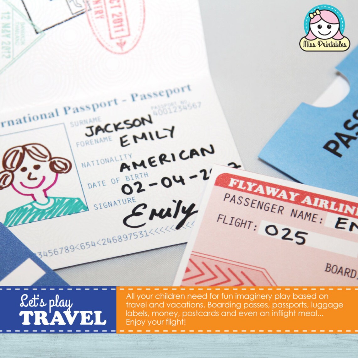 Travel Set Printable for Children's Pretend Play TRAVEL TEMPLATES - Etsy UK
