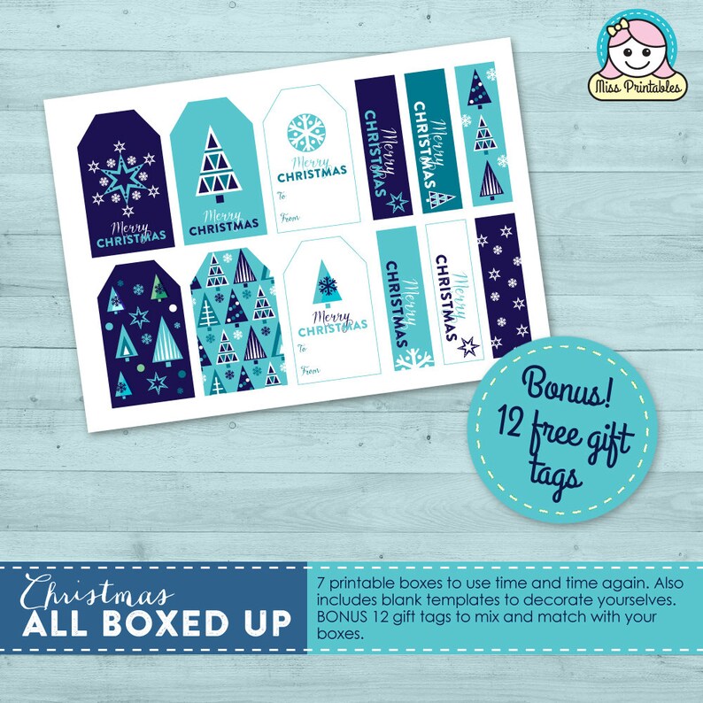Christmas Printable Boxes Packaging 7 Printable Boxes Plus - Etsy