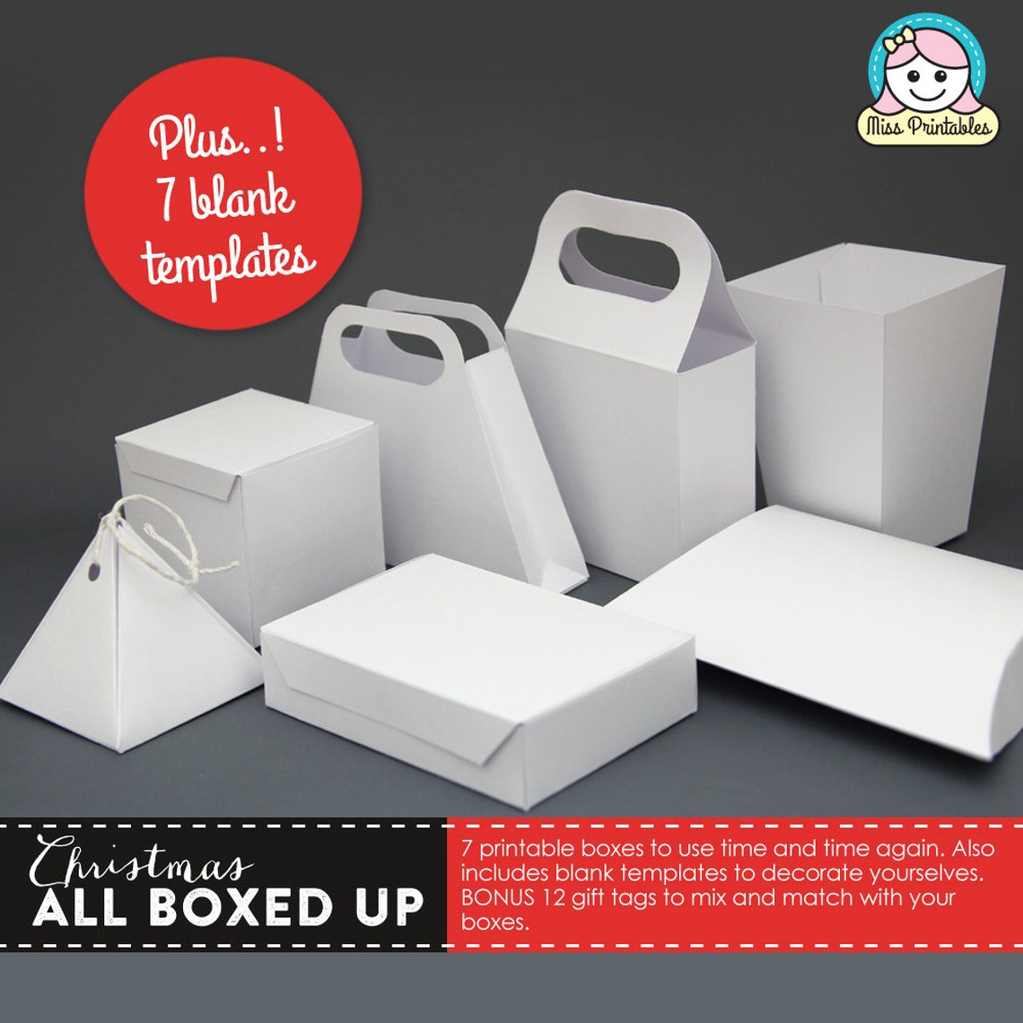 7 Christmas Printable Boxes Packaging Printable Boxes Plus Blank ...