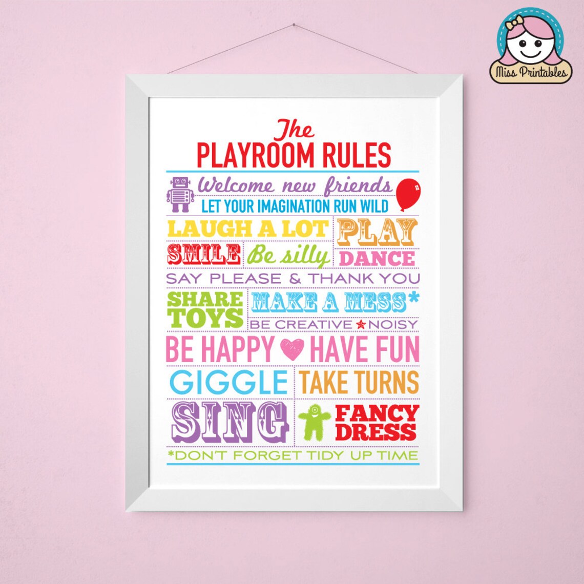 Playroom Rules Printable Poster Multi-coloured. Instant Download ...