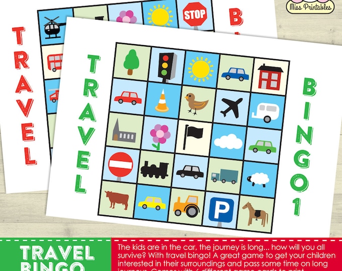 Travel Bingo Printable Game for Long Car Journeys - Etsy