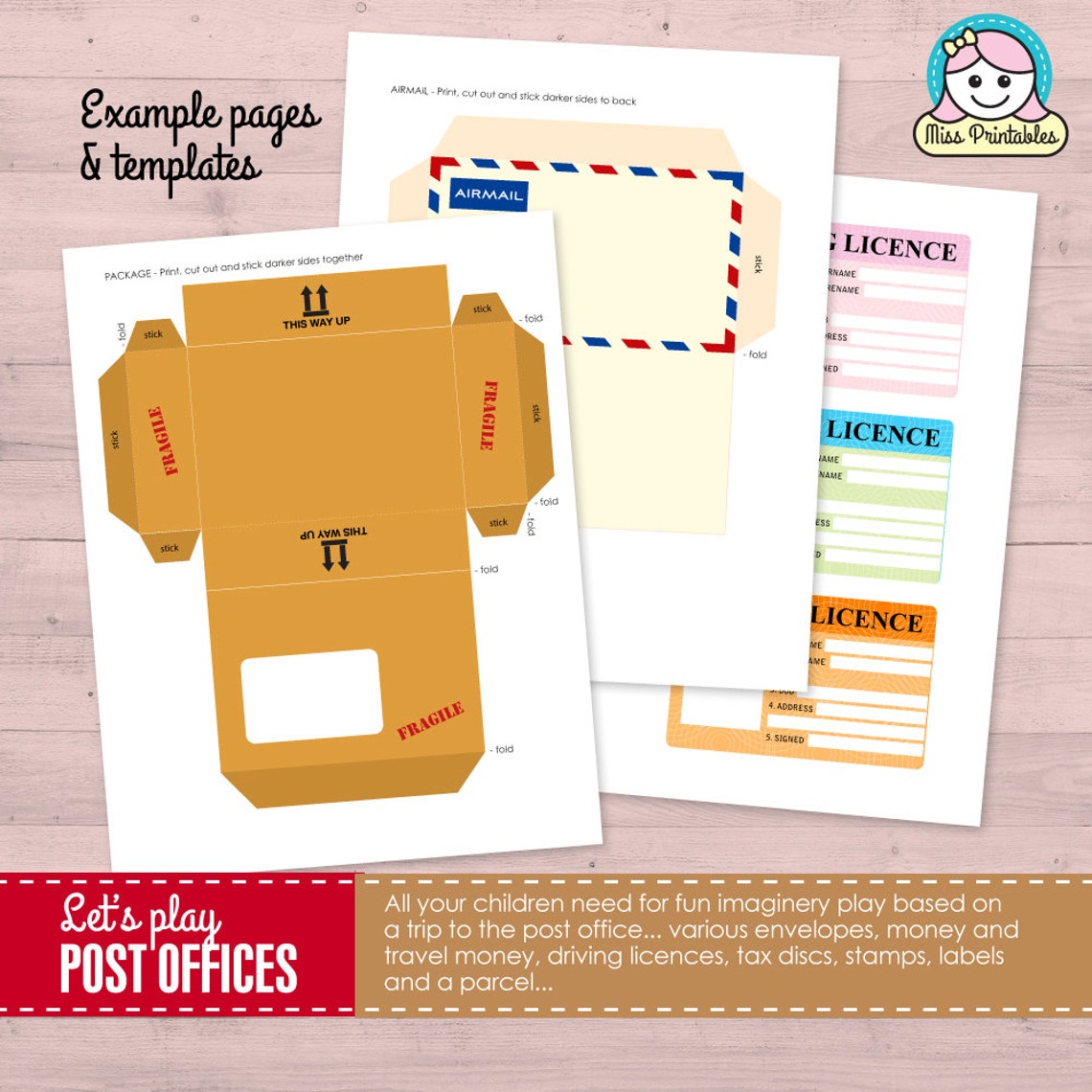 Printable Post Office Set for Children's Pretend Play - Etsy