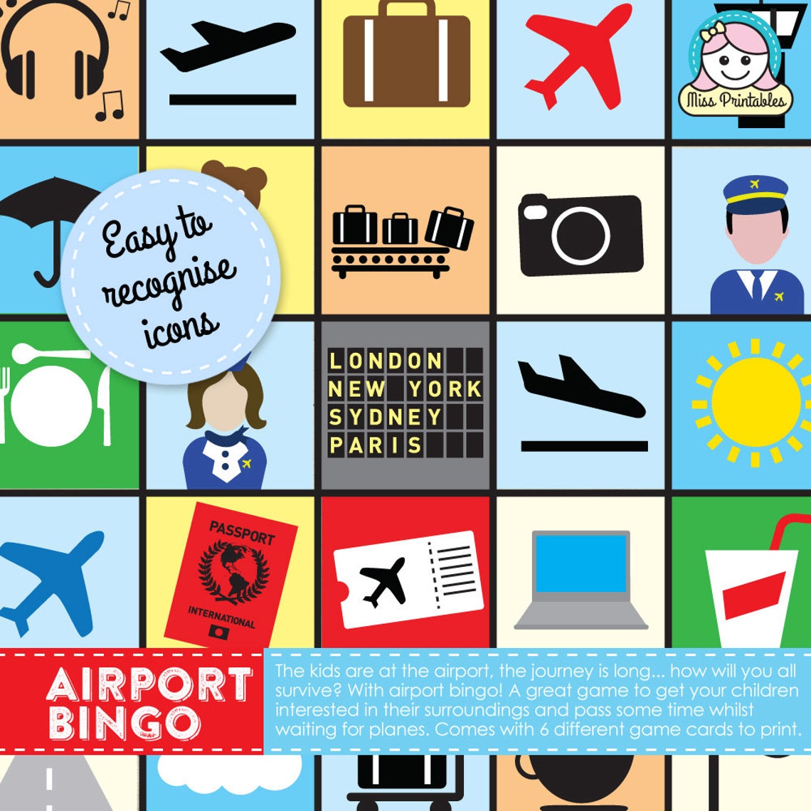 Airport Bingo - Printable Game for Any Trips Involving the Airport - Etsy