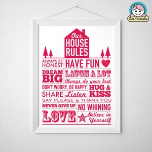 House Rules Printable Poster in 5 Colors. Instant Download. Perfect ...