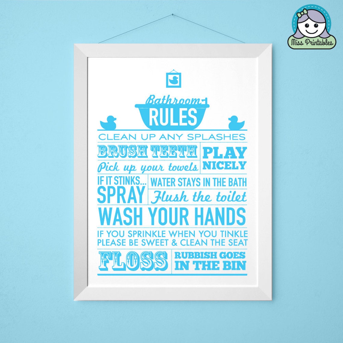 Bathroom Rules Printable Poster Wall Art - Etsy