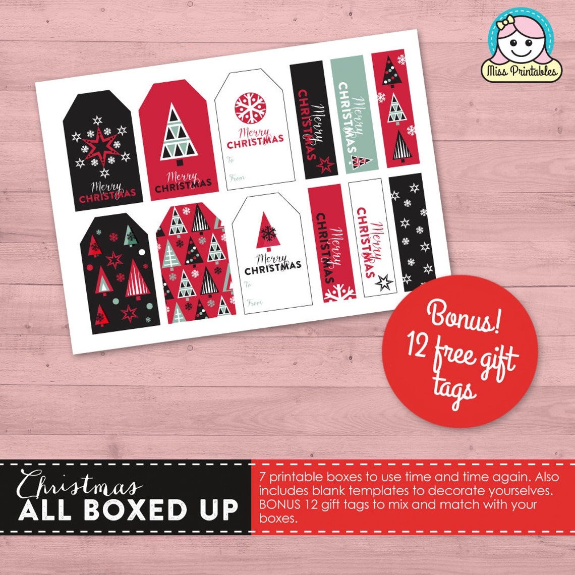 7 Christmas Printable Boxes Packaging Printable Boxes Plus Blank ...