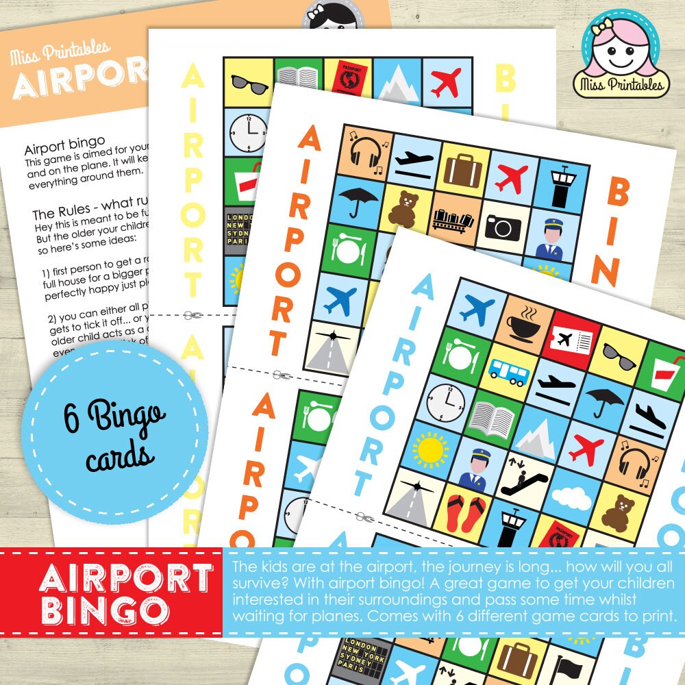 Airport Bingo - Printable Game for Any Trips Involving the Airport - Etsy
