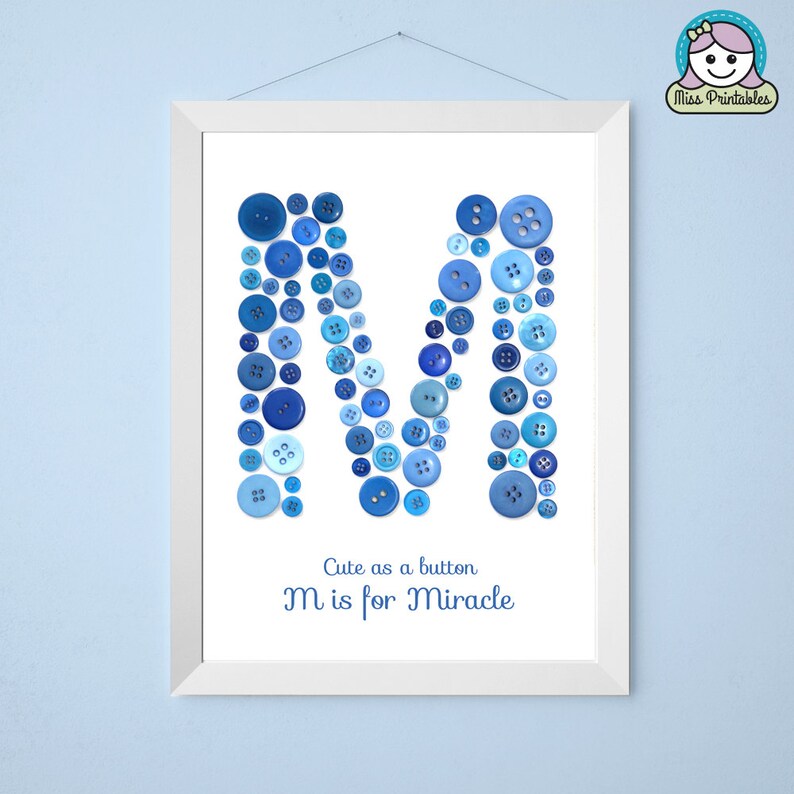 Letter M Printable Cute Button Art - M is for Miracle - Great for ...