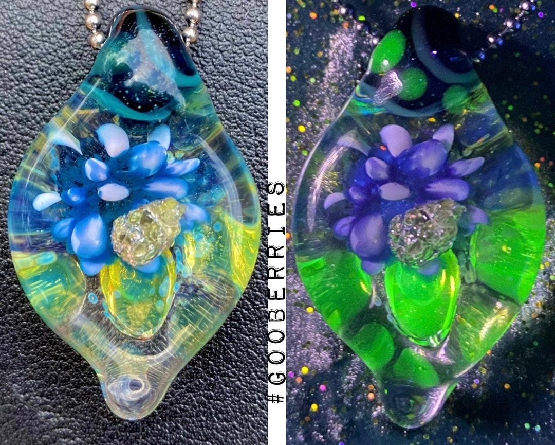 Peridot & Uranium Glass Implosion Pendant - Etsy