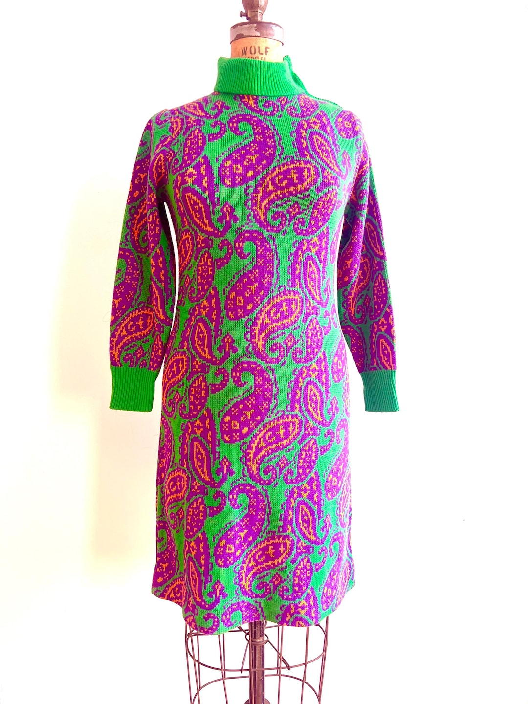 Vintage 70s Psychedelic Sweater Dress - Etsy