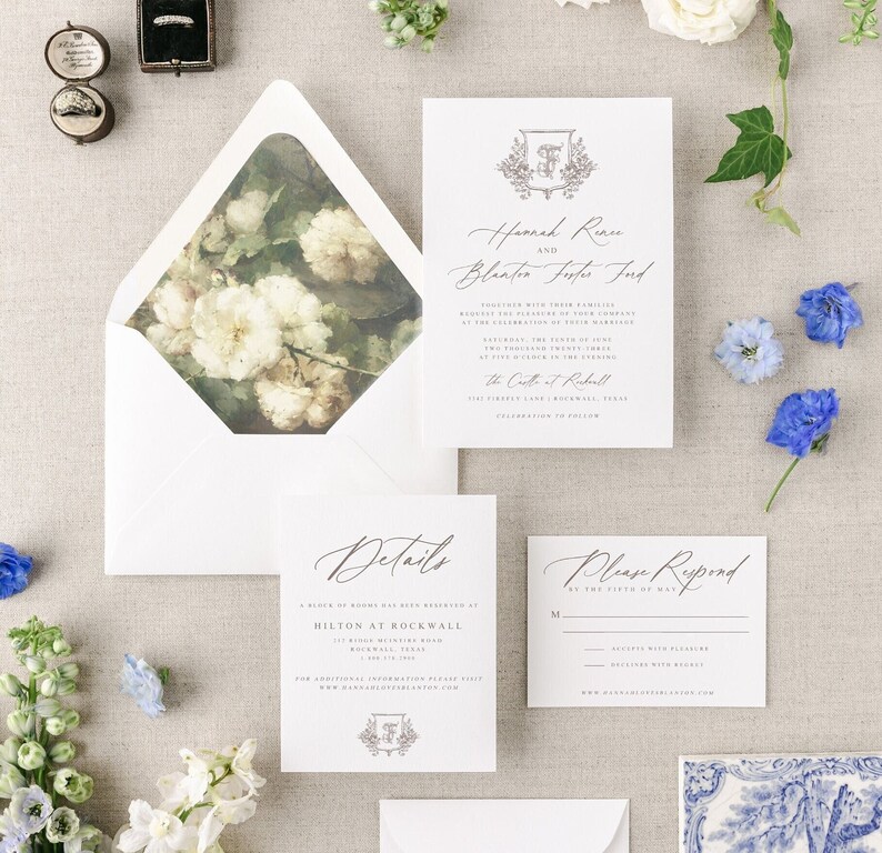 Regal Monogram Floral Crest Wedding Invitation Template, Modern ...