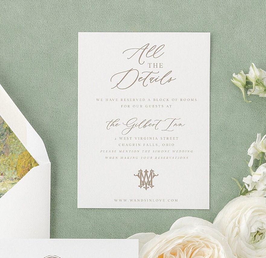 Double Monogram Botanical Crest Wedding Invitation Template - Etsy