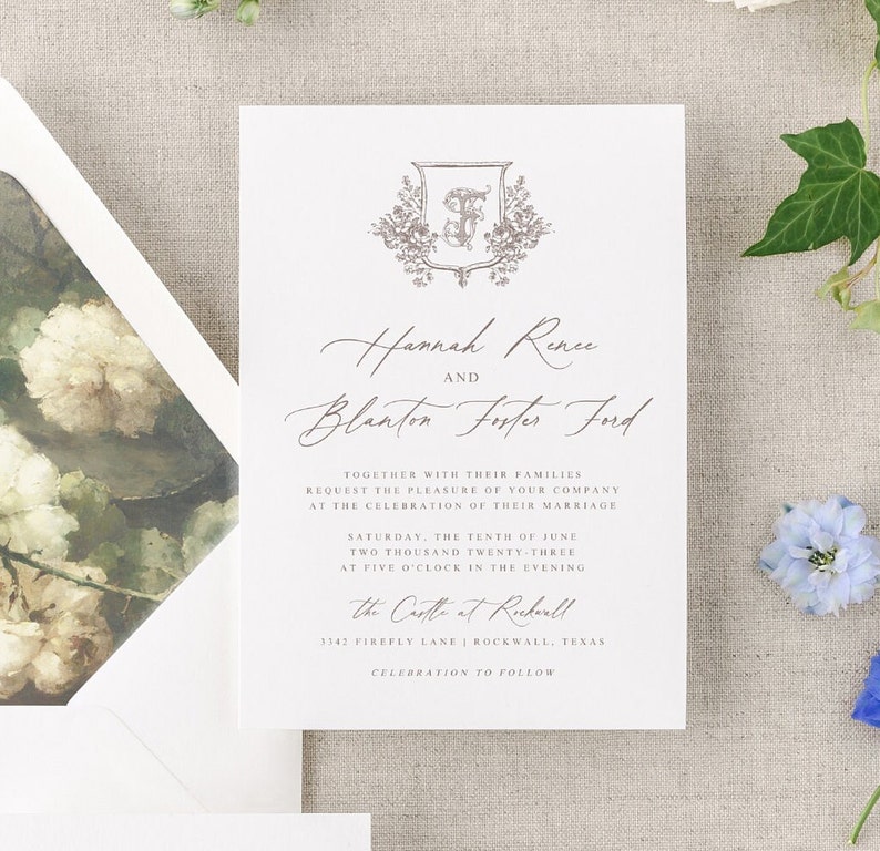 Regal Monogram Floral Crest Wedding Invitation Template, Modern ...