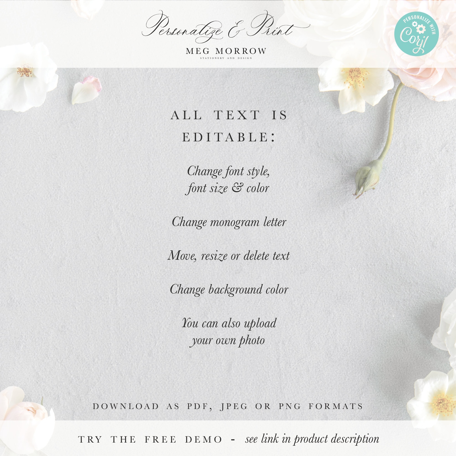 White Painted Floral Frame Calligraphy Wedding Invitation Template ...