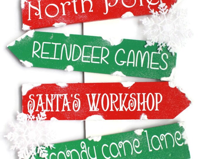 Christmas Directional Sign - Wood Sign - Christmas Decor - North Pole ...