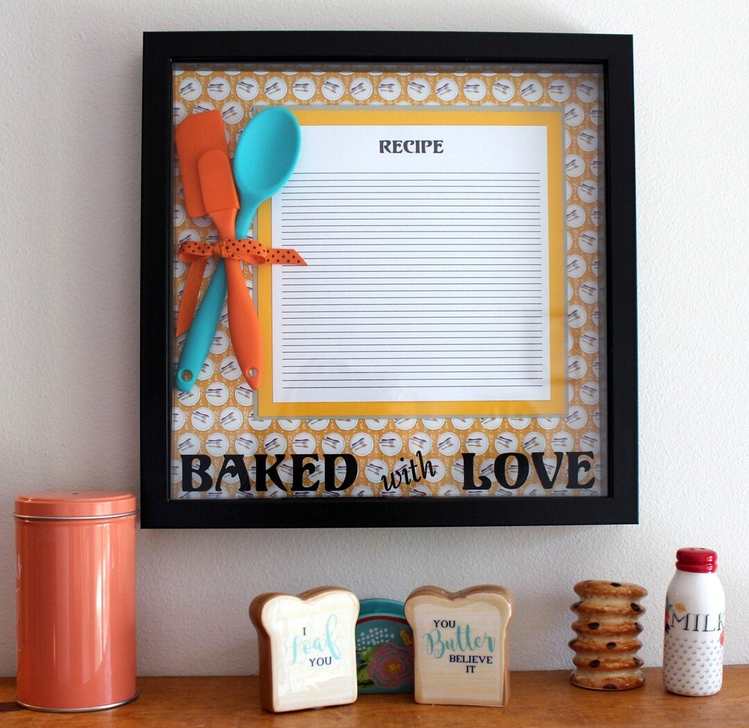 Baked With Love - Vinyl Wall Decor Quote - Vintage Recipe - Framed ...