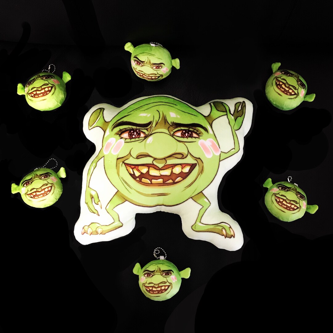 Shrek Wazowski Cursed Meme Round Plush Stress Ball Keychain Toy ...