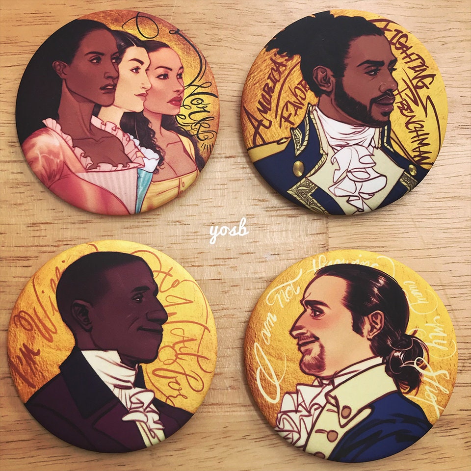 Hamilton Musical Velvet Silk Matte Pin Buttons alexander | Etsy