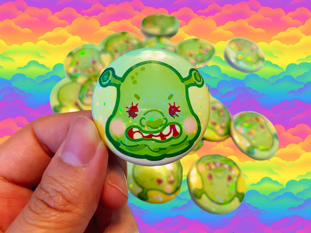 Kawaii Pastel Shrek Ogre Chibi Holographic Rainbow Iridescent Sparkle ...