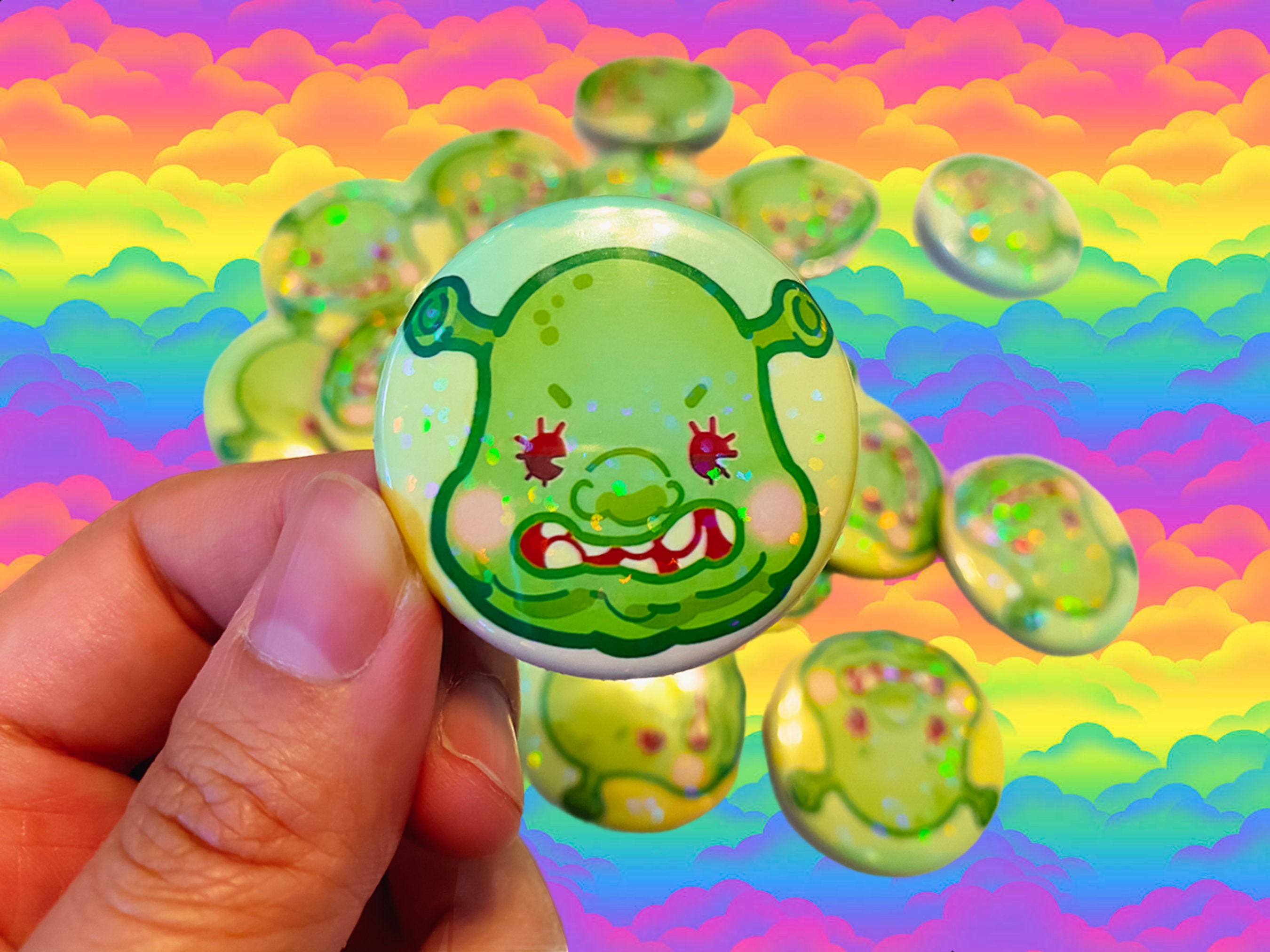 Kawaii Pastel Shrek Ogre Chibi Holographic Rainbow Iridescent - Etsy ...
