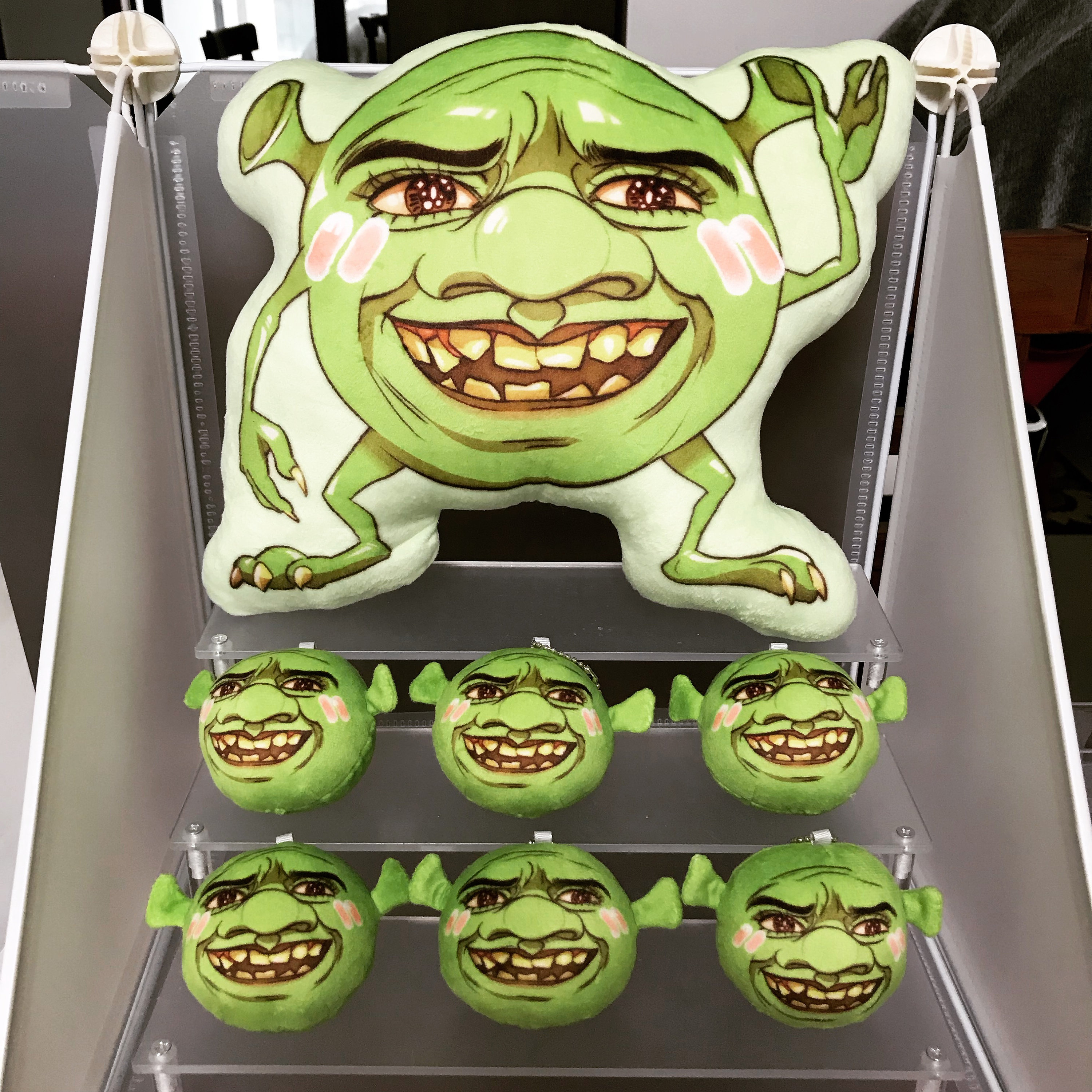 Shrek Wazowski Cursed Meme Round Plush Stress Ball Keychain Toy ...