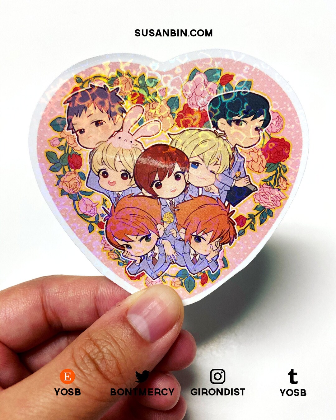 OHSHC Ouran High School Host Club Holographic Glitter Sparkle Heart ...