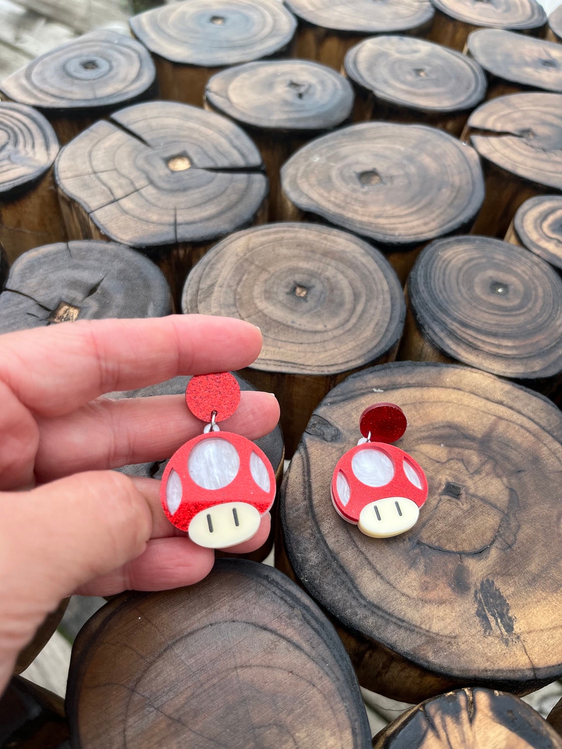 Super Mario Mushroom Earrings L Comic Con L Mushroom Lovers L Cartoon L ...