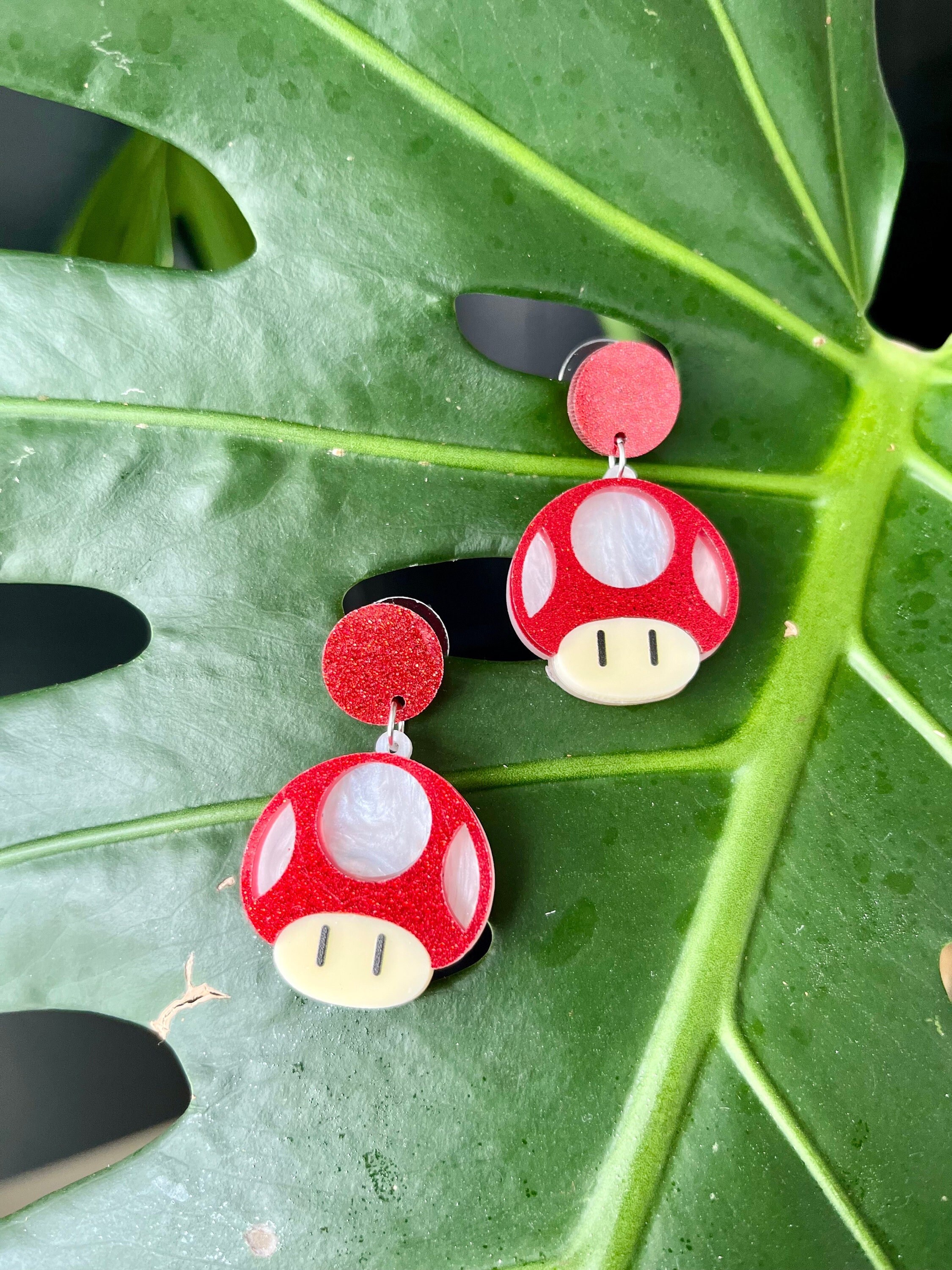 Super Mario Mushroom Earrings L Comic Con L Mushroom Lovers L Cartoon L ...